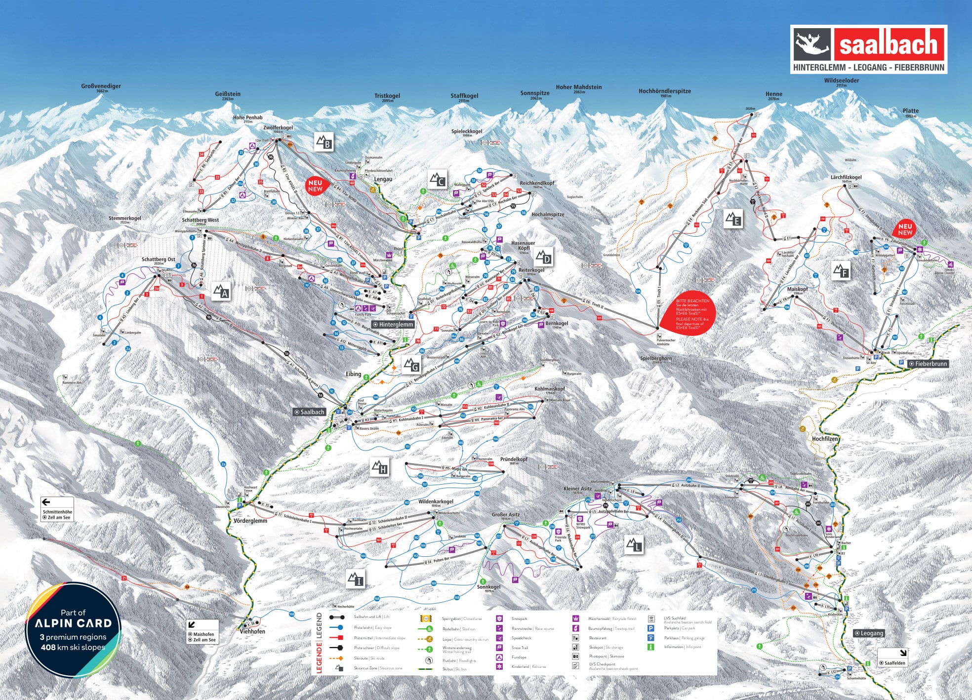 Pistekort Saalbach | Skiløb i Saalbach